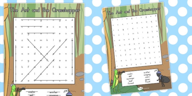 The Ant and the Grasshopper Wordsearch (creat de profesori)