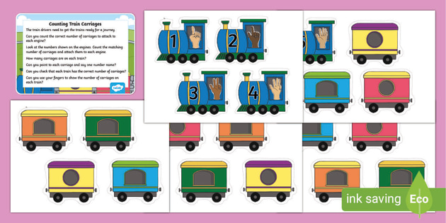 👉 Counting Train Carriages to Five Maths Activity - Twinkl