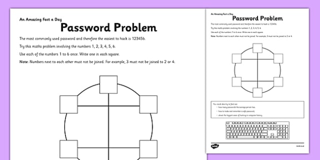 Password Problem Solving Worksheet / Worksheet