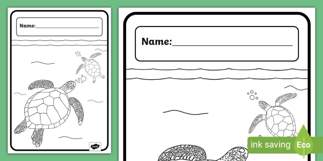 FREE! - Sea Turtle Colouring Book Cover (teacher made)