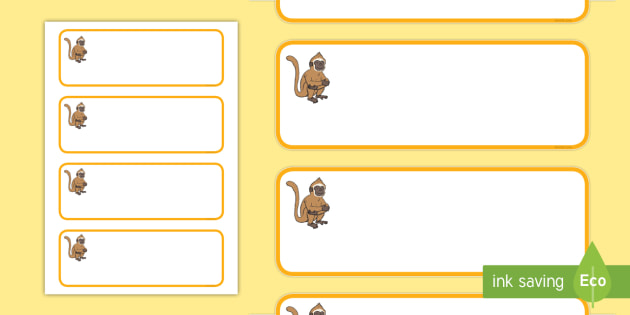 FREE! - Monkey Themed Editable Drawer-Peg-Name Labels (Colourful)
