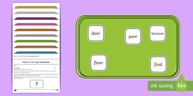 What's on the Tray? Common Exception Words Memory Activity Pack
