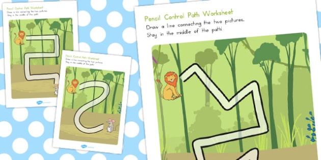 The Lion and the Mouse Pencil Control Path Worksheets - australia
