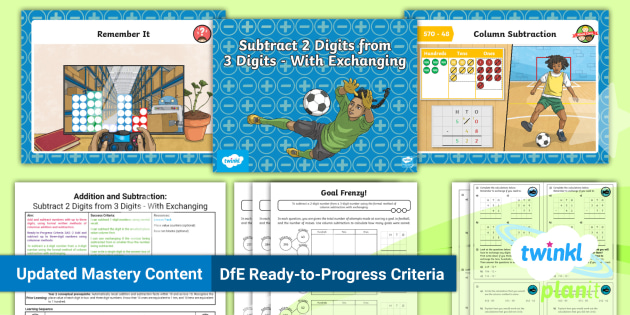 Y3 Subtract 2-Digit Numbers from 3-Digit Numbers Crossing 10 or 100 Lesson
