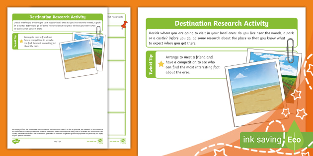 Local Area Destination Research Activity (teacher made)