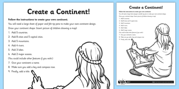 Create a Continent Worksheet / Worksheet