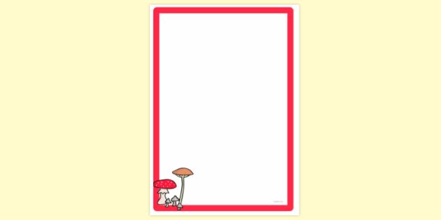 Simple Blank Wild Mushrooms Page Border | Page Borders | Twinkl