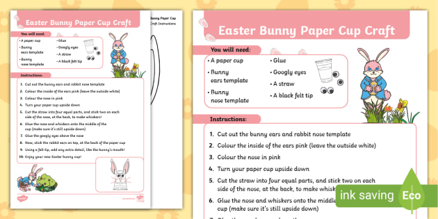 FREE! - Easter Bunny Paper Cup Craft - Primary Resources