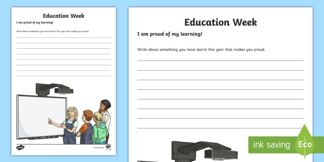 Education Week I Am Proud of My Learning Worksheet / Worksheet
