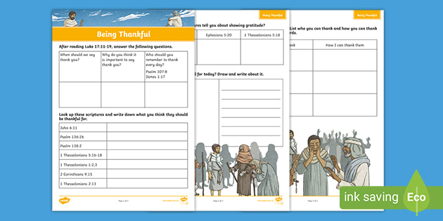 Being Thankful Worksheets