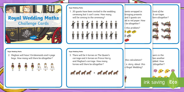 KS1 Royal Wedding Maths Challenge Cards (teacher made)