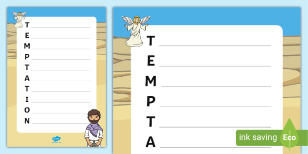 Temptation Acrostic Poem Template (teacher made)