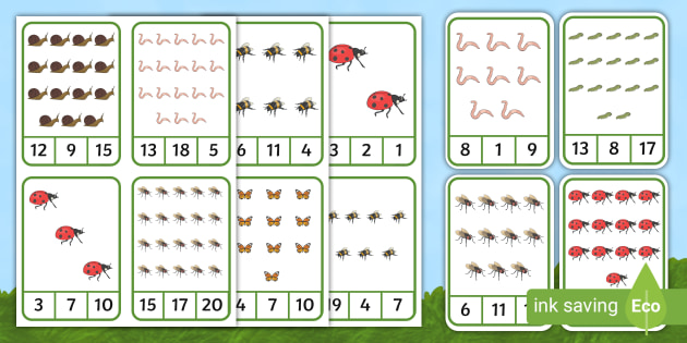 Minibeasts Number Recognition to 20 Peg Activity