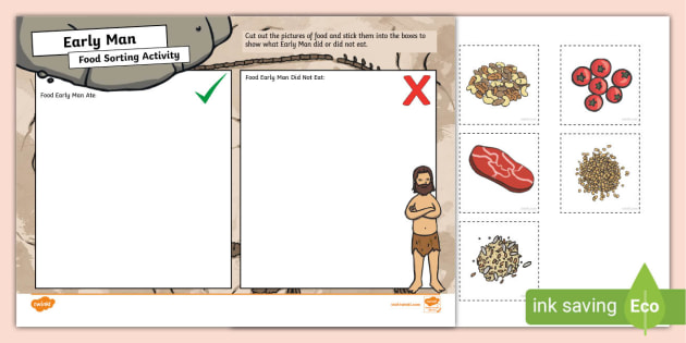 Early Man Food Sorting Activity