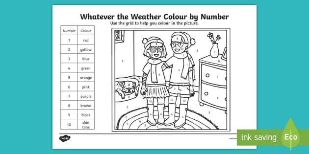 Whatever the Weather Colour by Number Worksheet / Worksheet