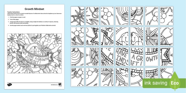 Growth Mindset Collaborative Colouring Pages Set