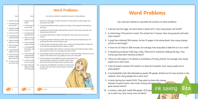 * NEW * Long Division Word Problems Differentiated Activity