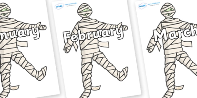 FREE! - Months of the Year on Mummy (Plain) (Teacher-Made)