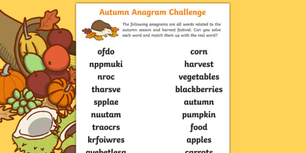 Autumn Anagram Challenge (teacher made)