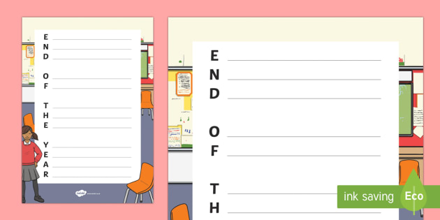 End of Year Acrostic Poem (teacher made)