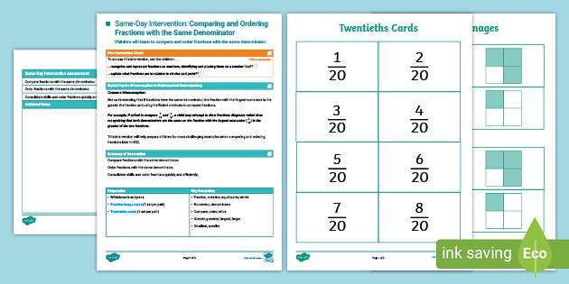 👉 Y3 Maths Intervention Plan: Comparing and Ordering Fractions