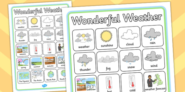 Wonderful Weather Word Grid (teacher made)