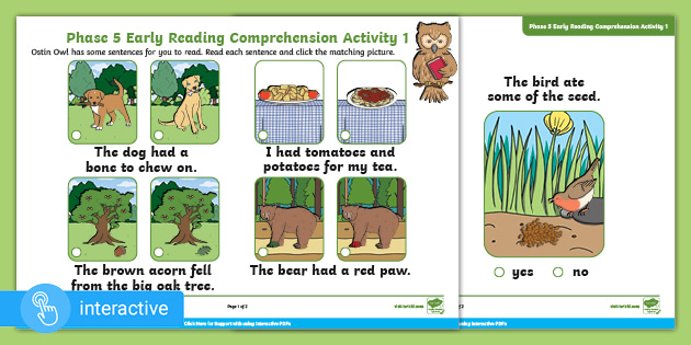 Interactive PDF: Phase 5 Early Reading Comprehension Activity 1