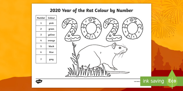 Year of the Rat Colour by Number - Class Activity - Twinkl