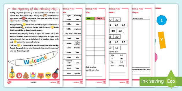 😊 KS1 The Mystery of the Missing Emoji Maths Mystery Game