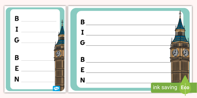 * NEW * Big Ben Acrostic Poem Template (teacher made)