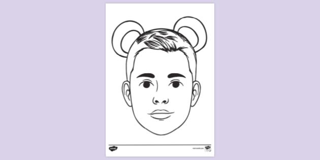 Child Wearing Bear Ears Colouring | Colouring Sheets