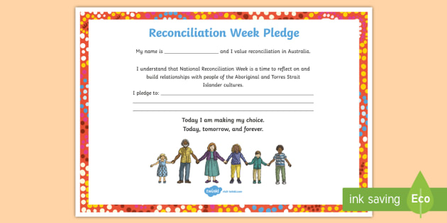 Reconciliation Week Pledge Worksheet / Worksheet