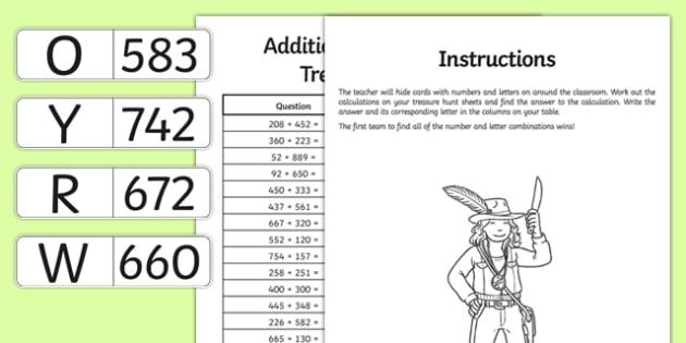 Addition to 1000 Treasure Hunt Activity (teacher made)