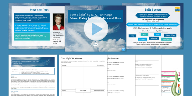 GCSE 'First Flight' by U. A. Fanthorpe Introductory GCSE Poetry Lesson Pack