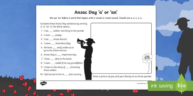 Anzac Day Worksheets Year 1 | Grammar | Primary Resource