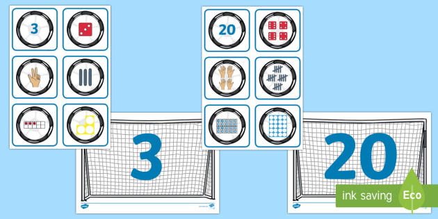 Football Representing Numbers 1-20 Sorting Activity