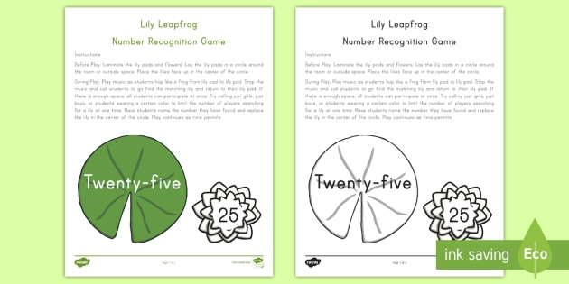 Lily Leapfrog Number Recognition Game (teacher made)