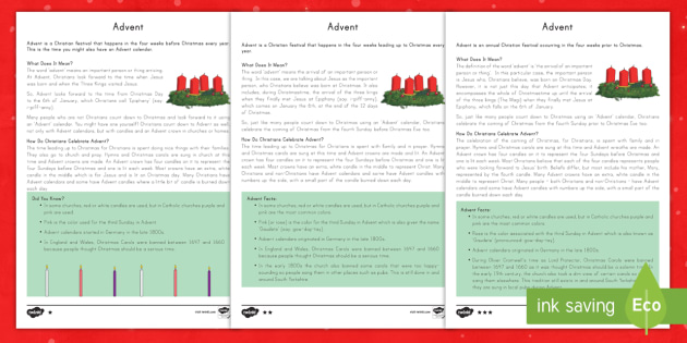 Advent Differentiated Reading Comprehension Activity