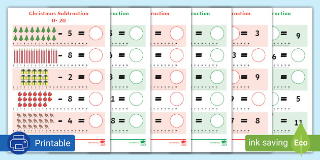 Christmas Subtraction 0-20