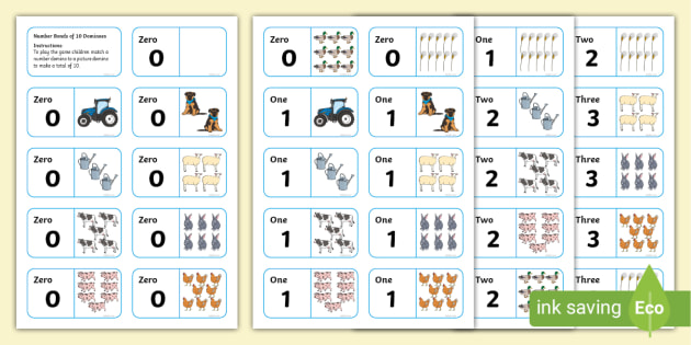 Number Bonds to 10 Dominoes (Teacher-Made)