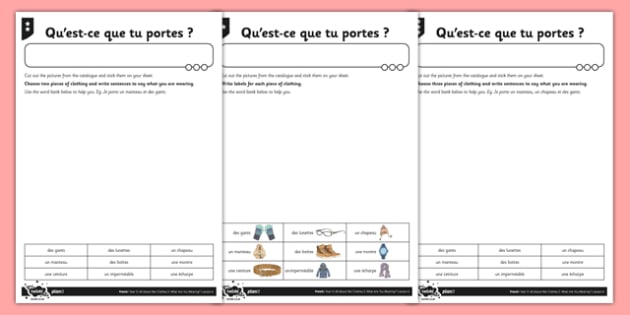 French Worksheet / Worksheet Clothes 2