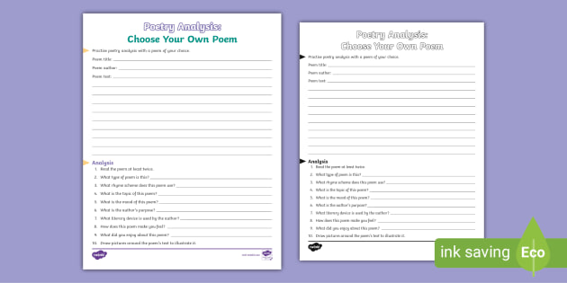 Poetry Analysis Activity: Choose your Own Poem | Twinkl USA