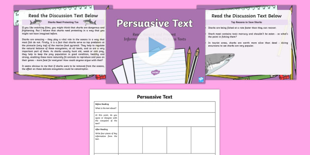 Persuasion Text Read, Record and Present Information Lesson Pack