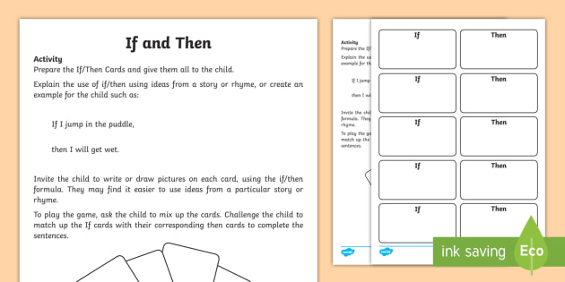 If and Then Cards Activity (teacher made)