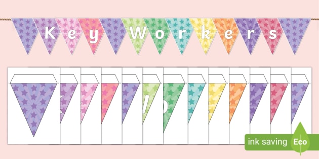 * NEW * Key Workers Display Bunting,Main Staff Members,Who Is In