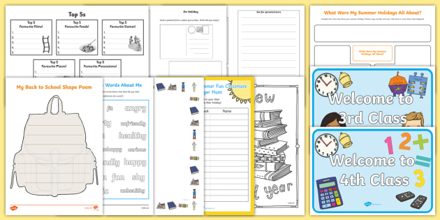 3rd Class Back To School Activity Pack | First Day Back