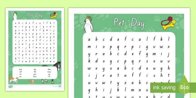 Pet Day Word Search (teacher made)