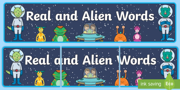 Phonics Screening Check Real and Alien Words Display Banner