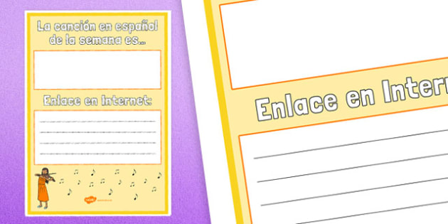 The Spanish Song of the Week Poster Spanish (teacher made)