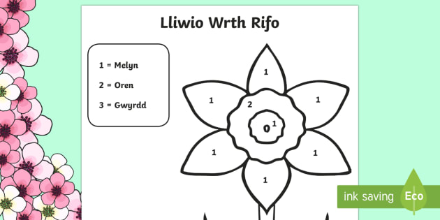 Daffodil Welsh Colour By Number | Teacher-made by Twinkl